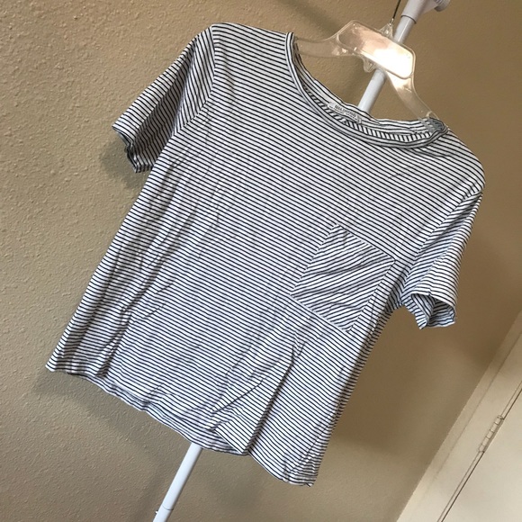 Zara | Tops | Womens Black White Stripe Zara Trafaluc Short Sleeve Crop ...